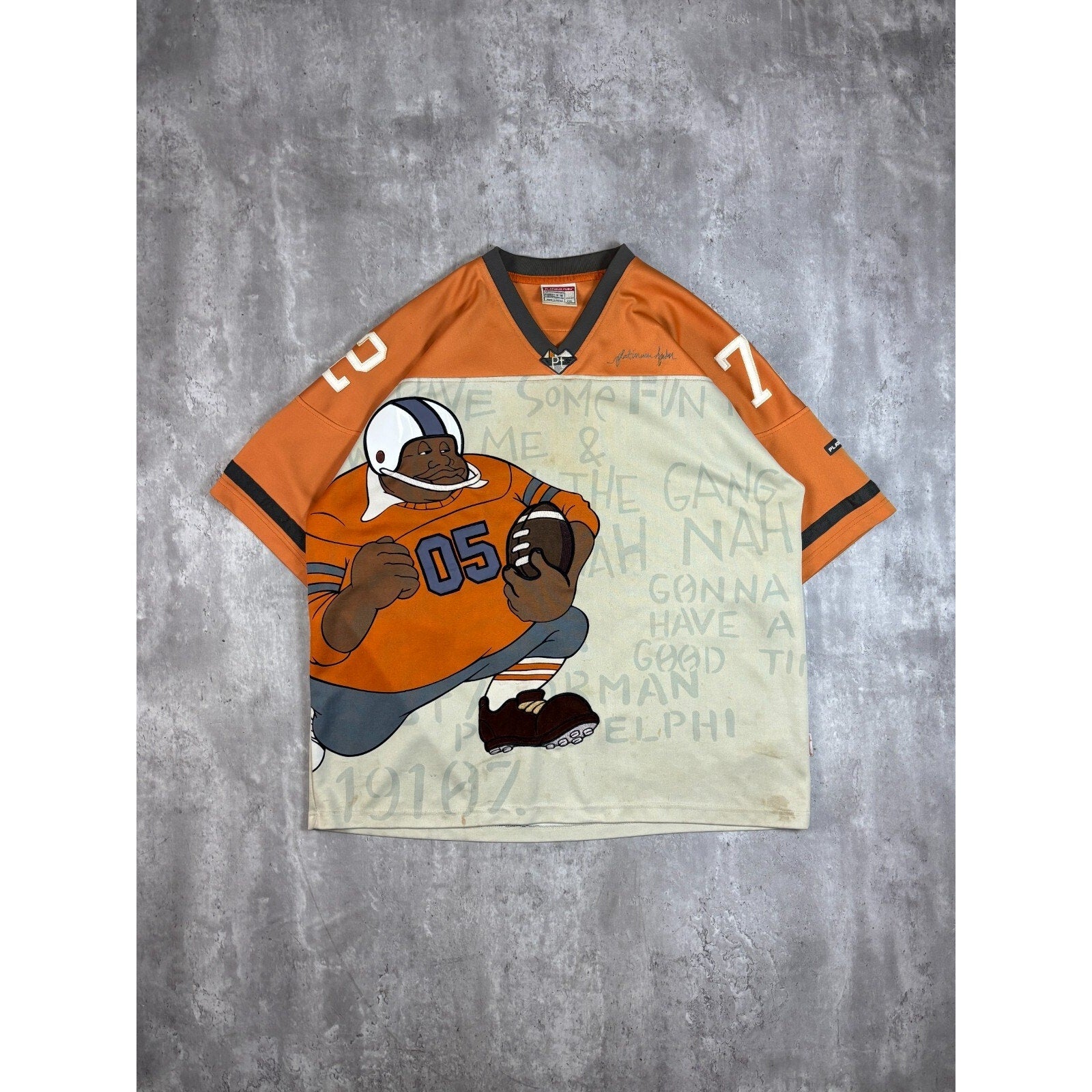 Vintage Y2K FUBU Fat Albert #72 Cartoon Character Graphic Football Jer ...